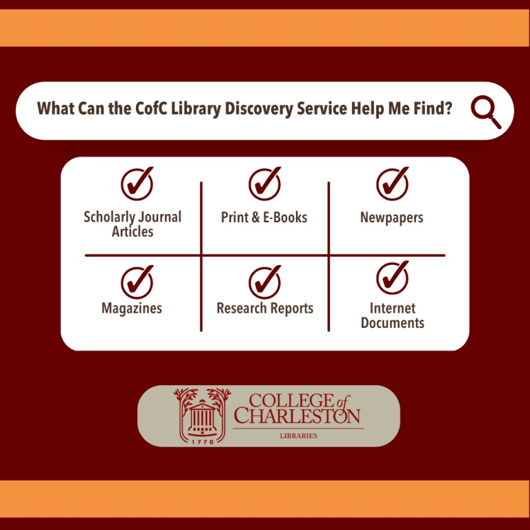 Using the Library's Discovery Service - College of Charleston Libraries